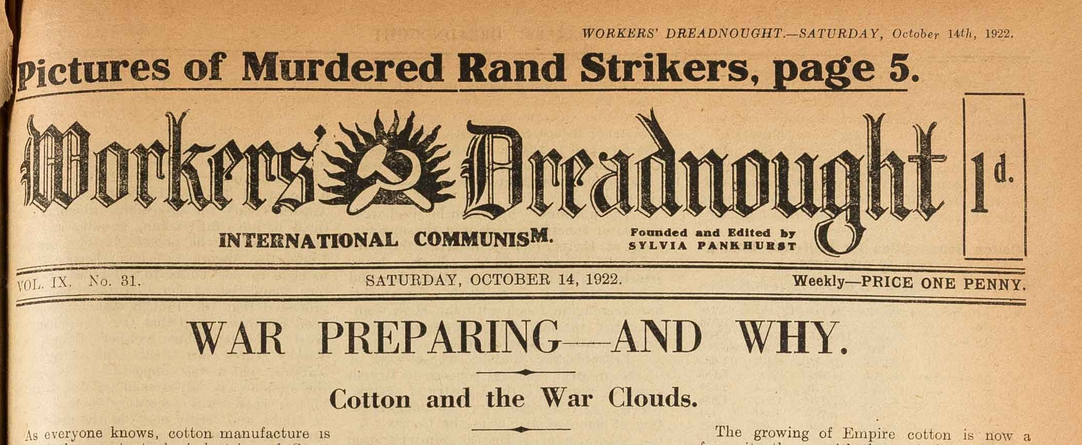 The Workers' Dreadnought (Vol. 09 No. 31 - 14 October 1922) | libcom.org